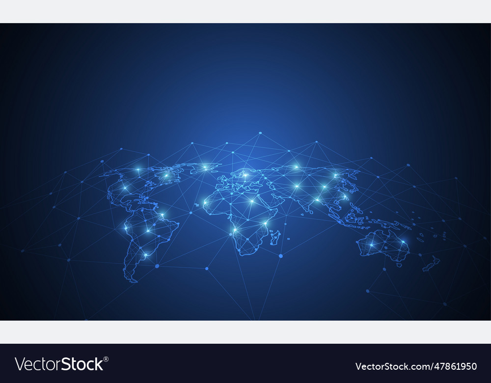 Global network connection world map point Vector Image