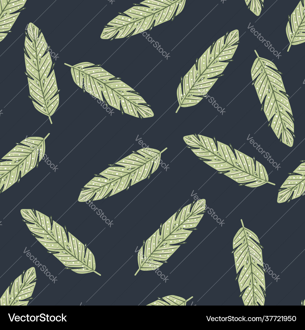 Green pastel feather ornament random print Vector Image
