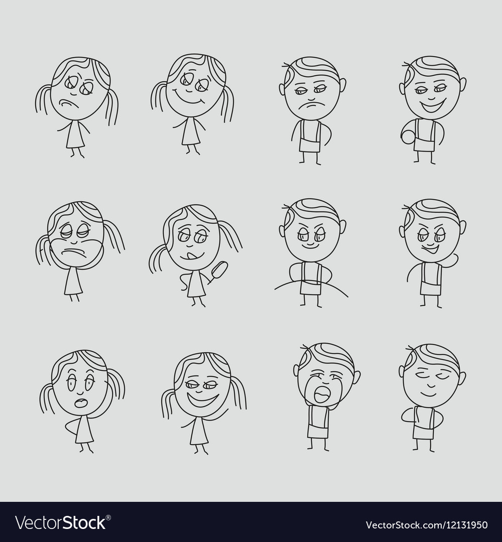 Group of happy children boy and girl emotions Vector Image