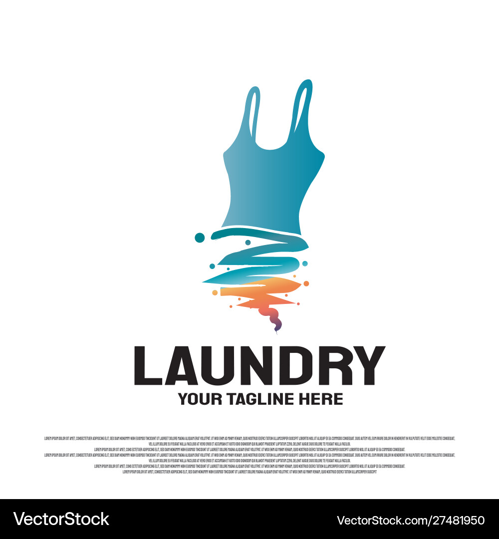 Laundry logo design with fast clothes wash Vector Image