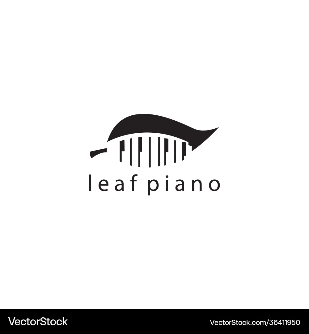 Leaf music logo piano design Royalty Free Vector Image