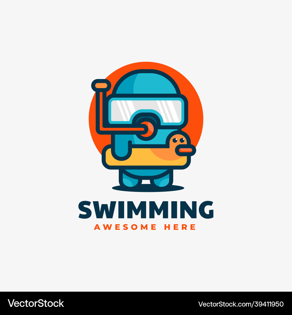 Logo swimming simple mascot style Royalty Free Vector Image