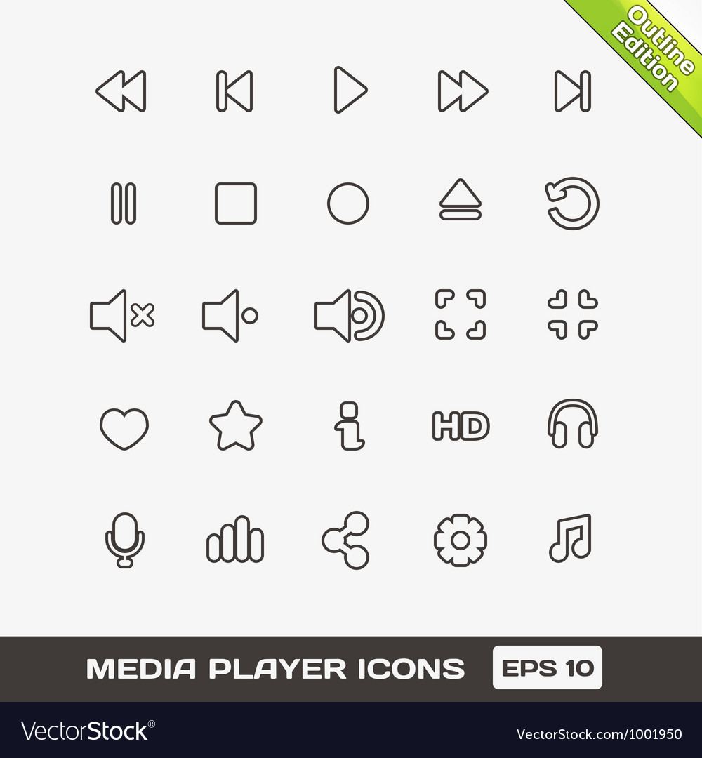 Media player icons set Royalty Free Vector Image Media player icons set Royalty Free Vector Image