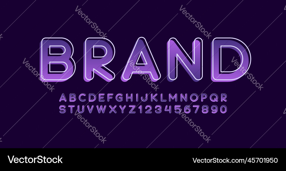 Round font alphabet with contour Royalty Free Vector Image