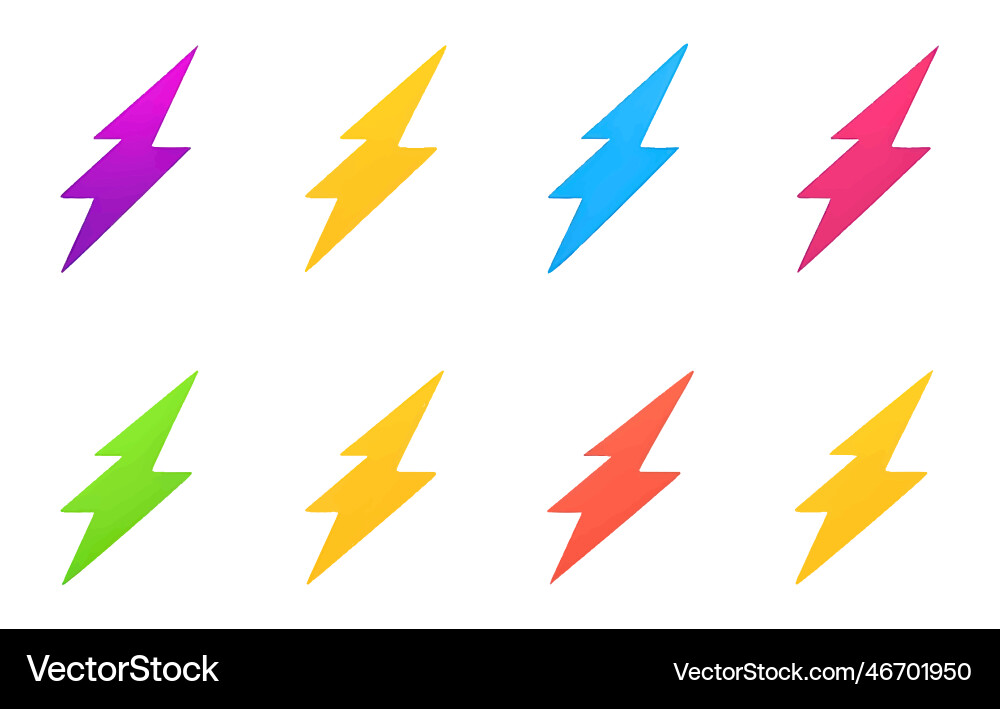 Set of lightning symbol Royalty Free Vector Image