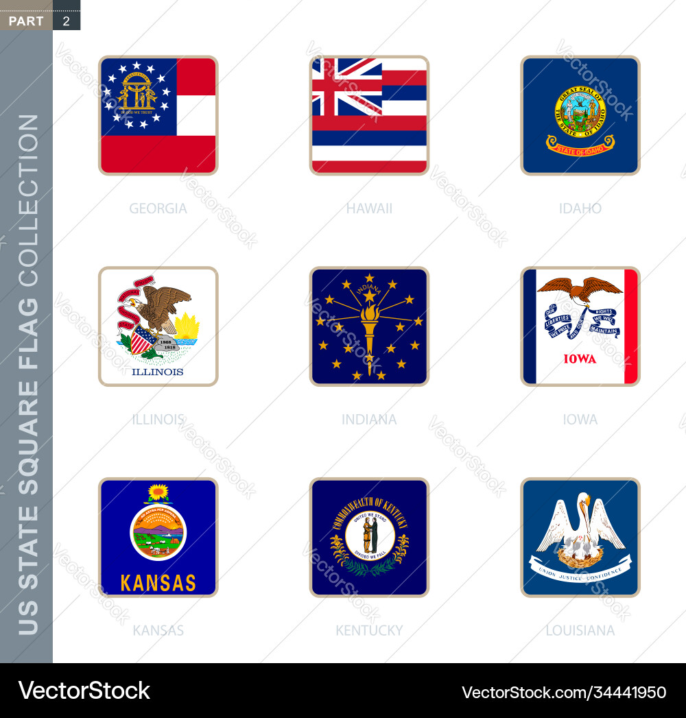 Square flags collection us states Royalty Free Vector Image