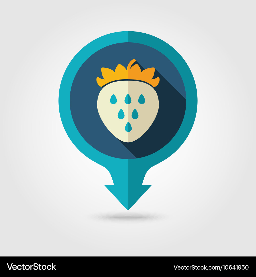 Strawberry flat pin map icon berry fruit Vector Image