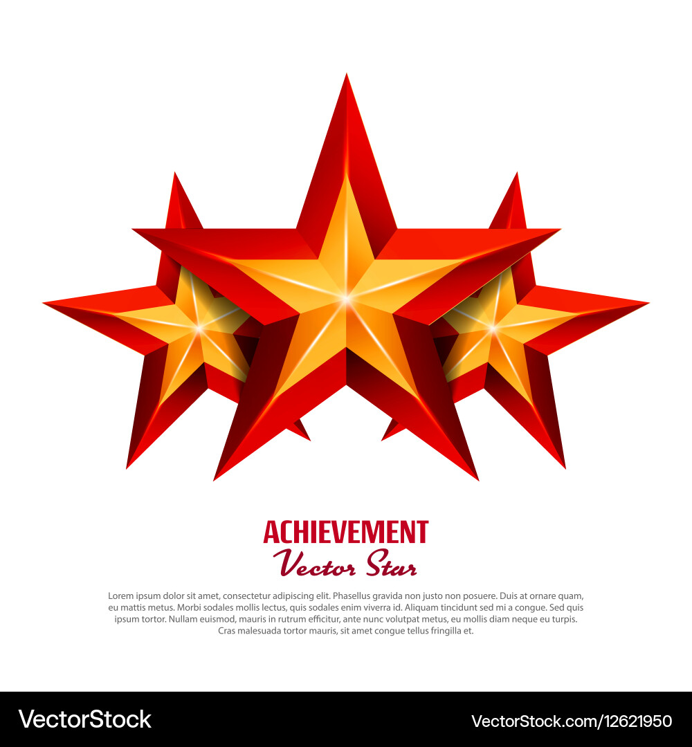 Three achievement stars realistic sign Royalty Free Vector