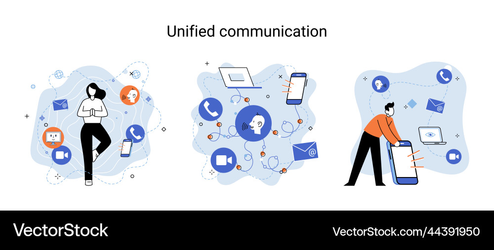 Unified communication concept metaphor characters Vector Image