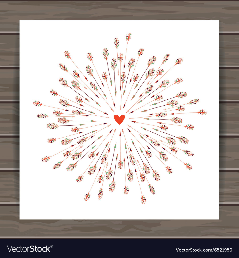 Valentines day cards with heart and arrows Vector Image