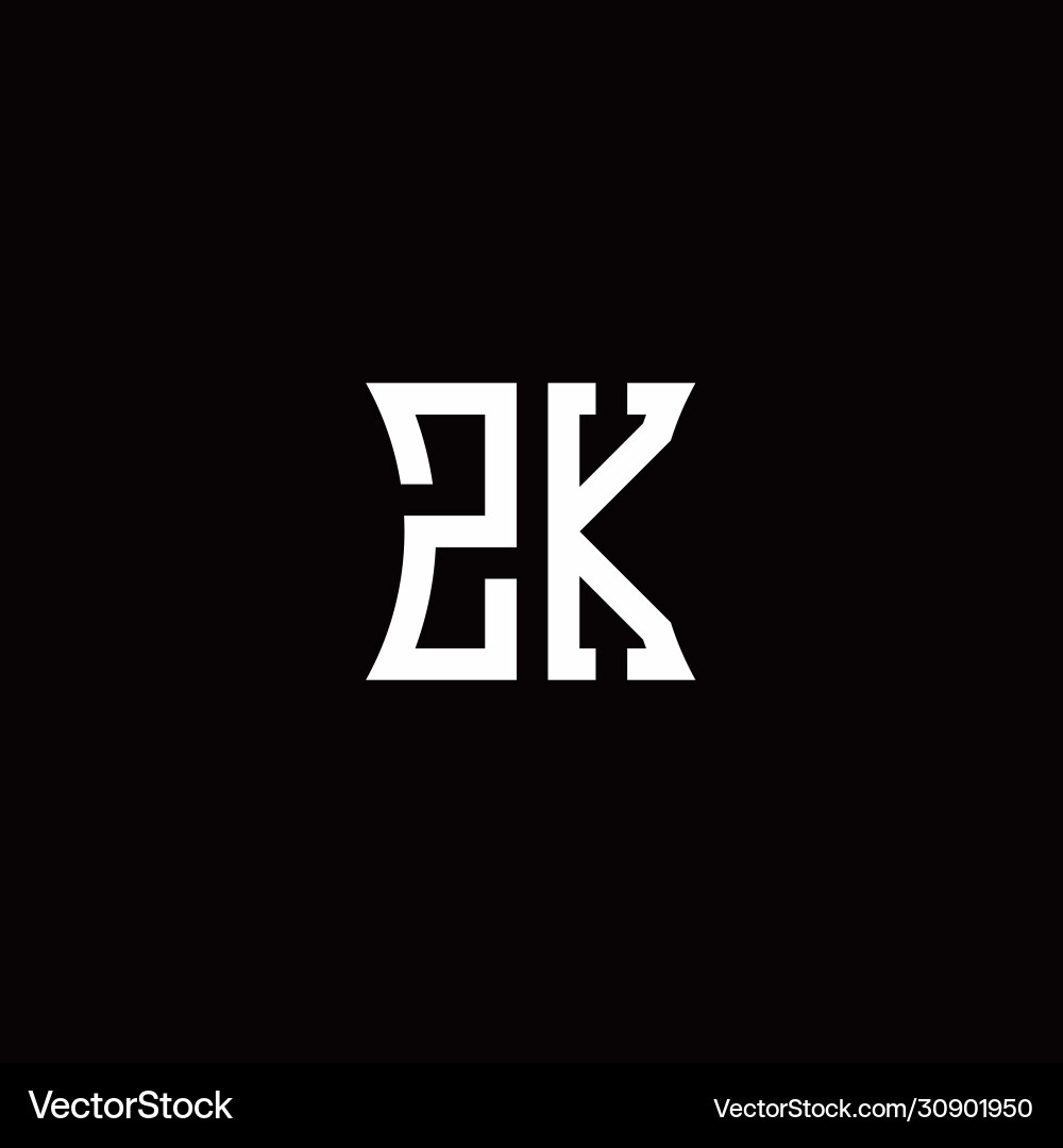Zk monogram logo letter with curved side style Vector Image