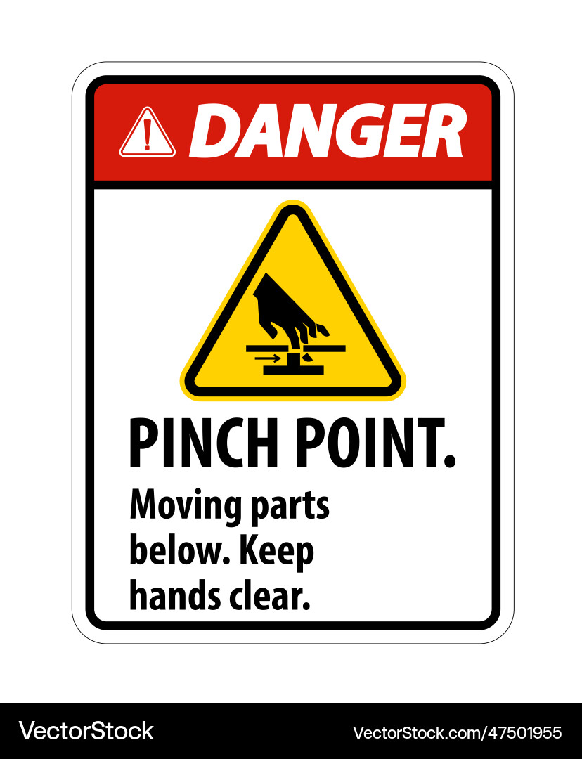 Danger pinch point moving parts below keep hands Vector Image
