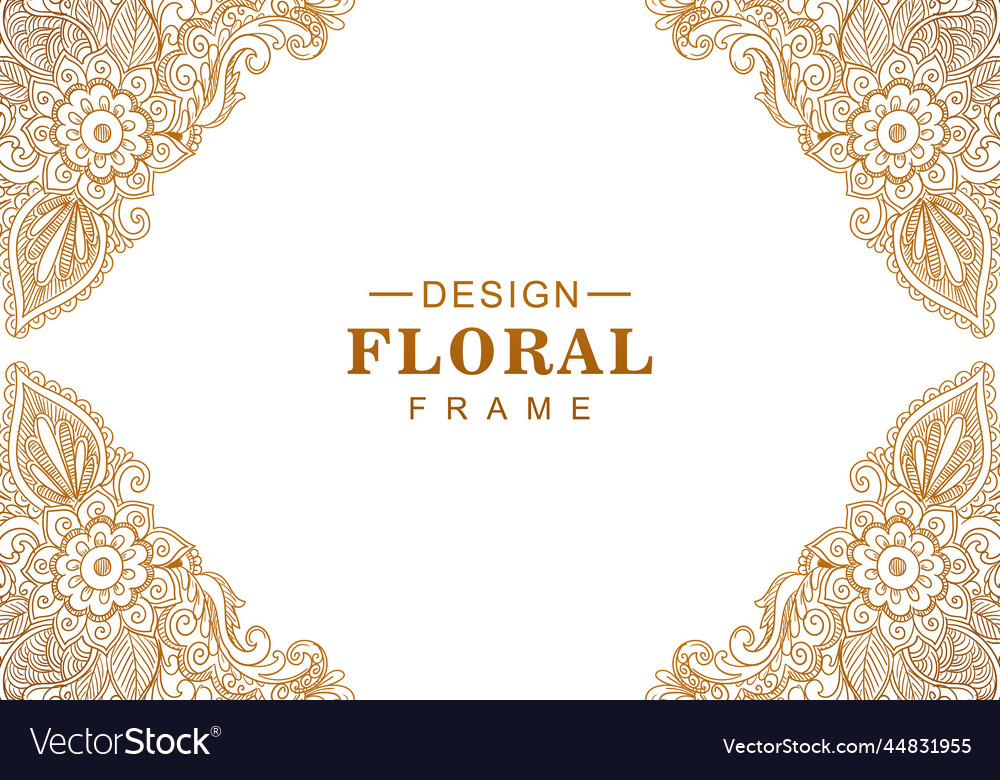 Ethnic decorative golden floral pattern frame Vector Image
