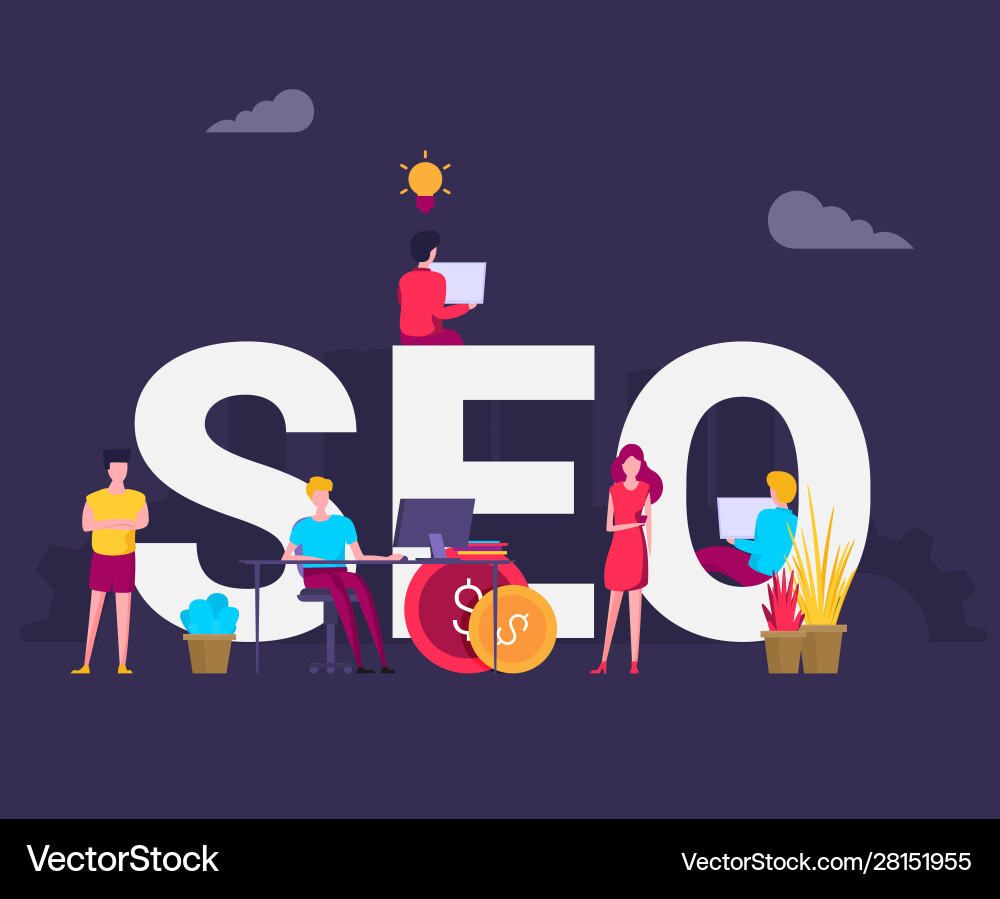 Flat design modern concept seo word combined Vector Image
