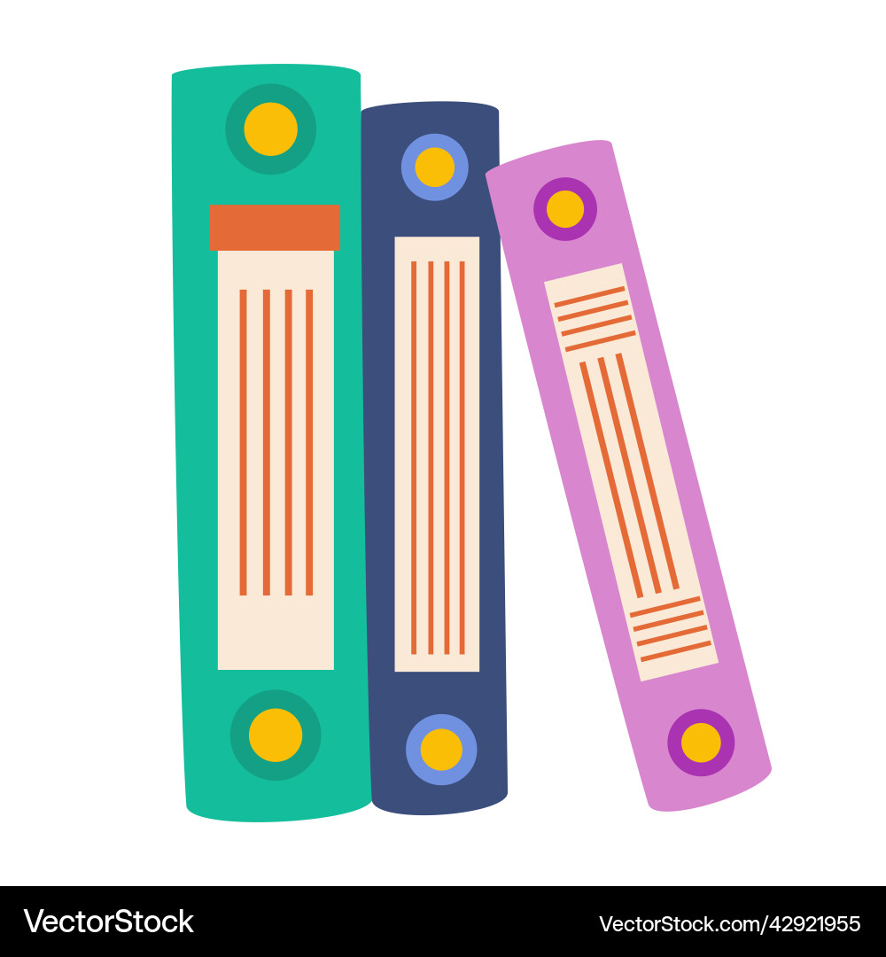 Folders with files and documents office supplies Vector Image