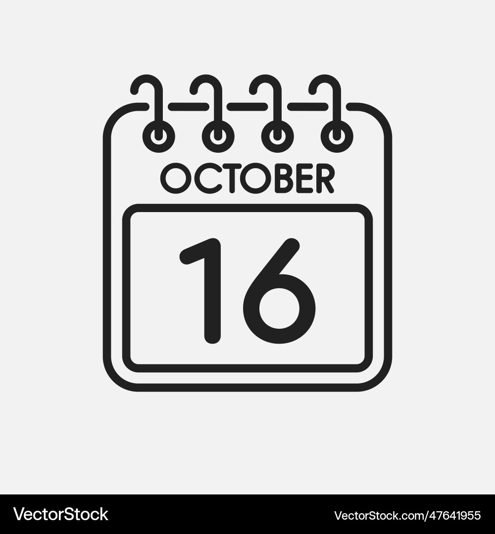 Icon page calendar day - 16 october Royalty Free Vector