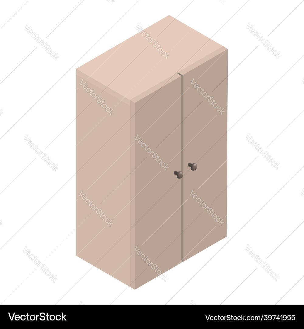 Isometric wardrobe with doors wooden floor Vector Image