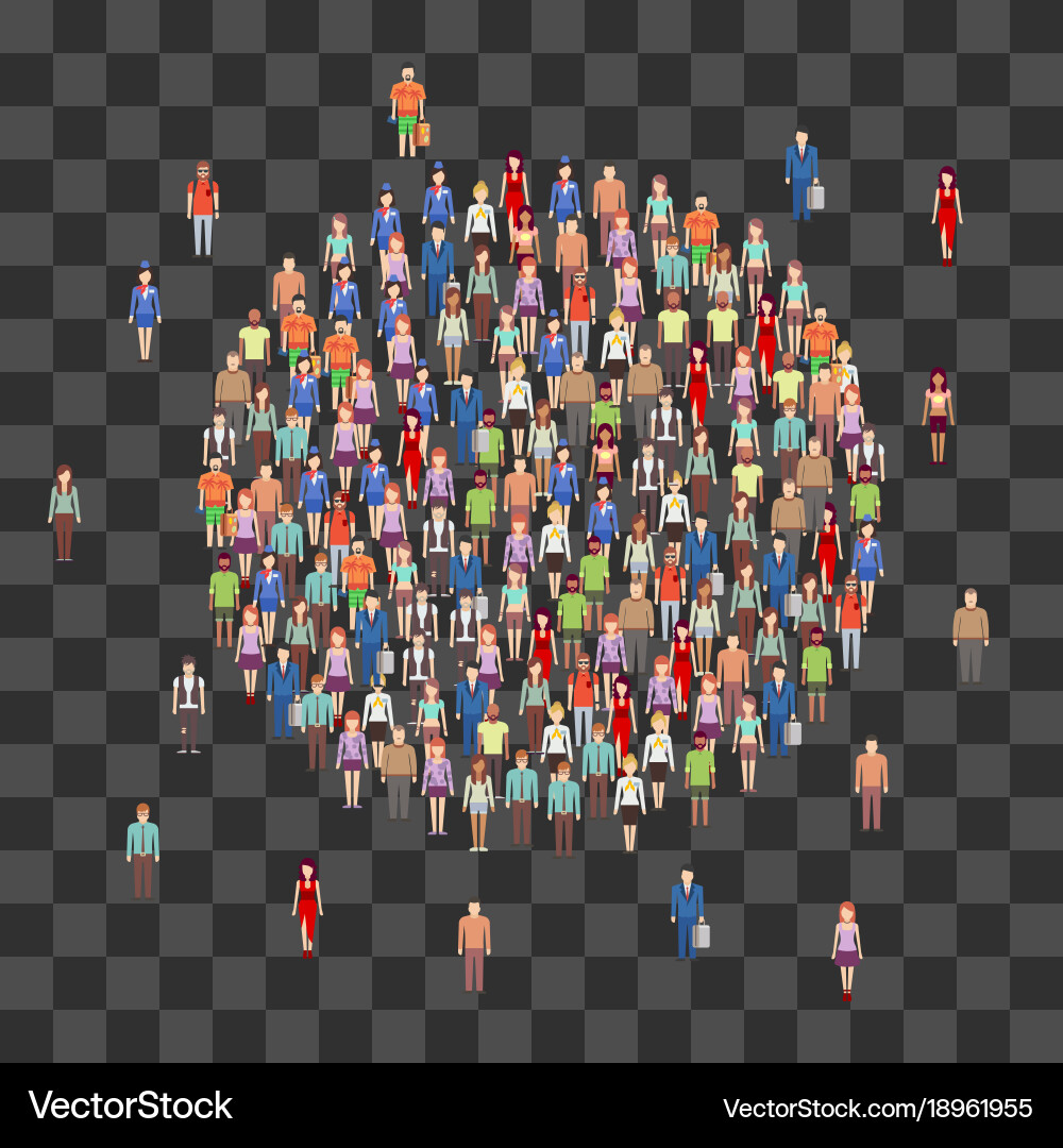 Large people crowd in circle shape society Vector Image