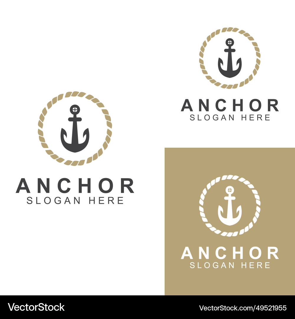 Logo and anchor symbol design template Royalty Free Vector