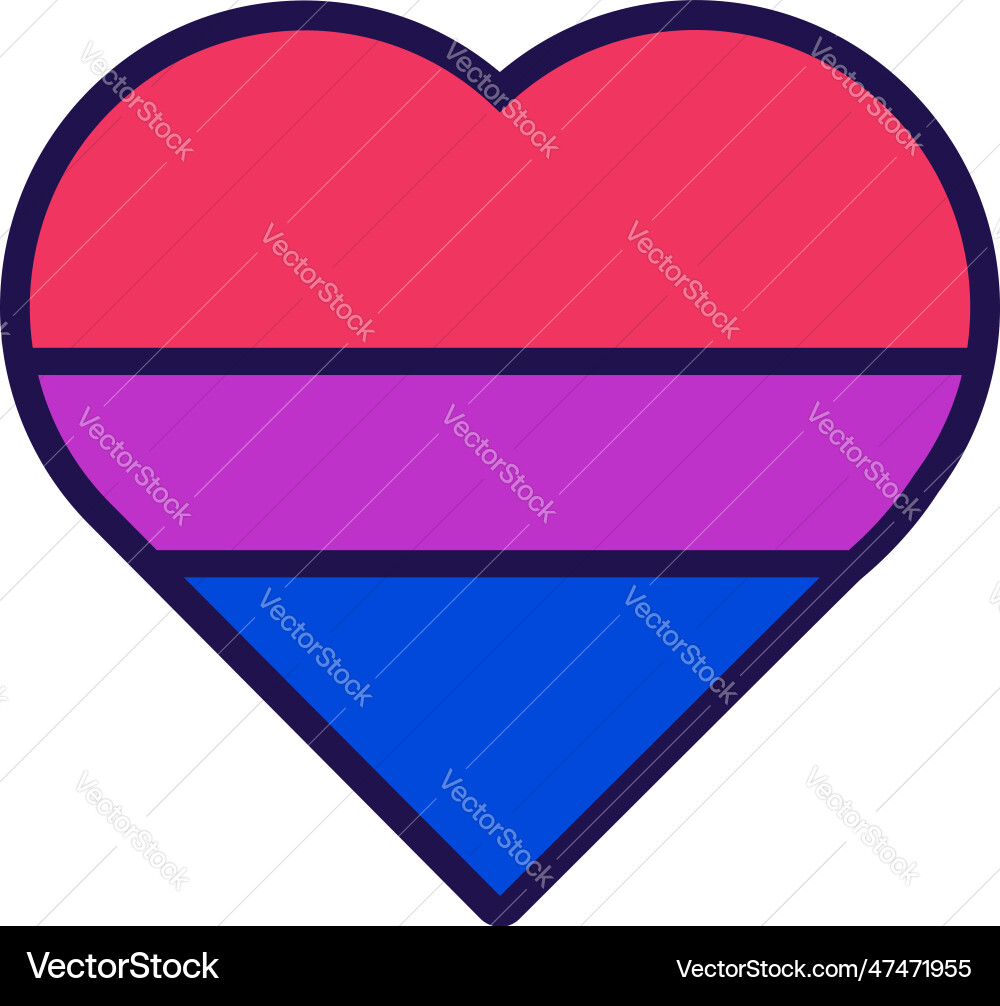 Outline flag heart bisexual pride icon Royalty Free Vector