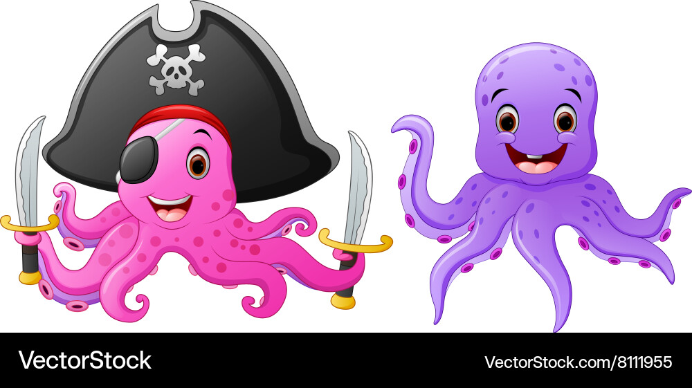 Set of octopus cartoon Royalty Free Vector Image