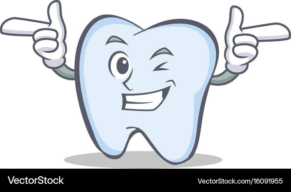 Wink tooth character cartoon style Royalty Free Vector Image
