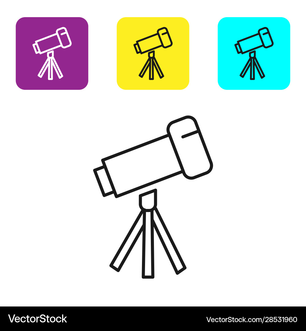 Black line telescope icon isolated on white Vector Image
