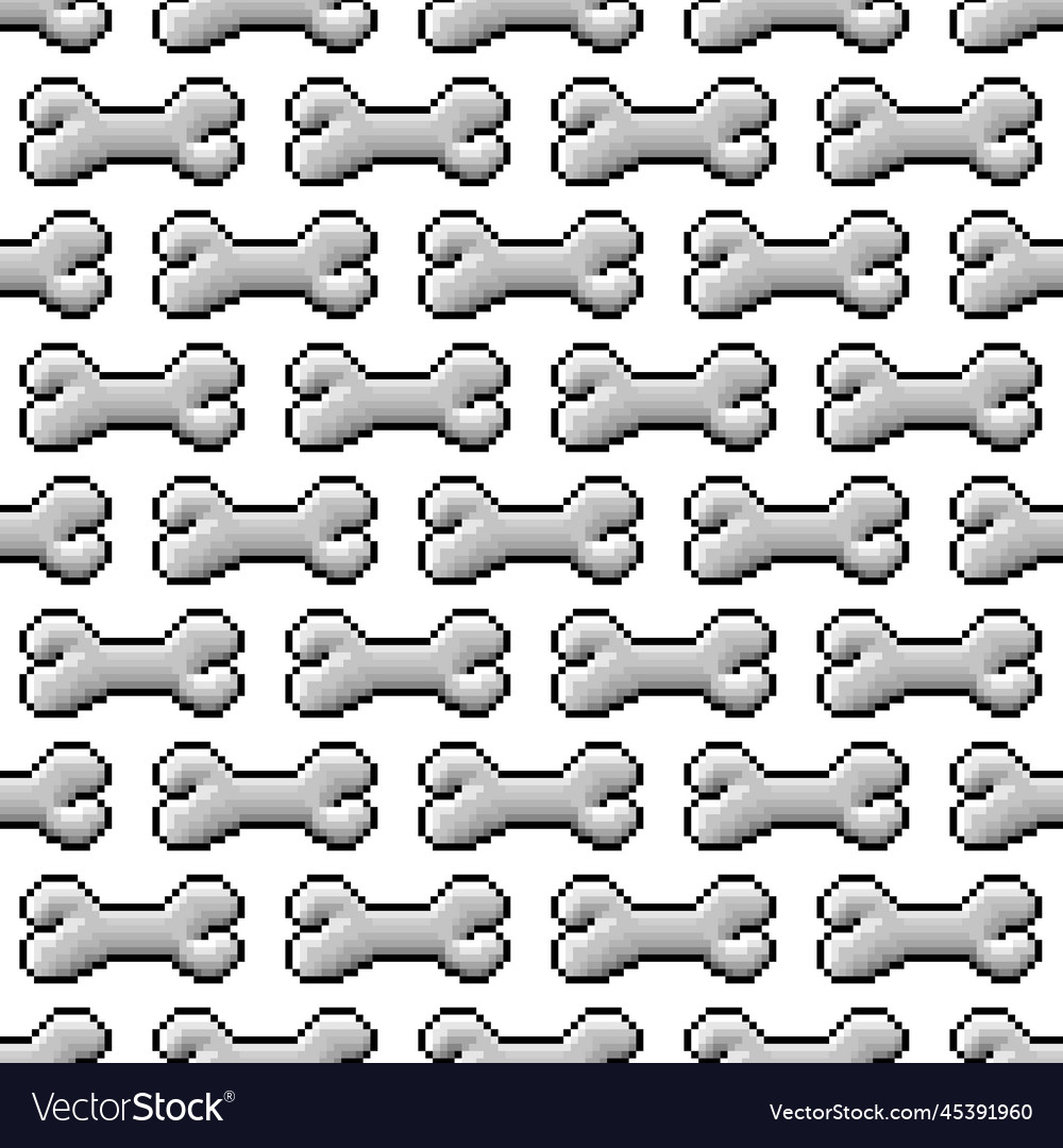 Bone pixel seamless pattern Royalty Free Vector Image