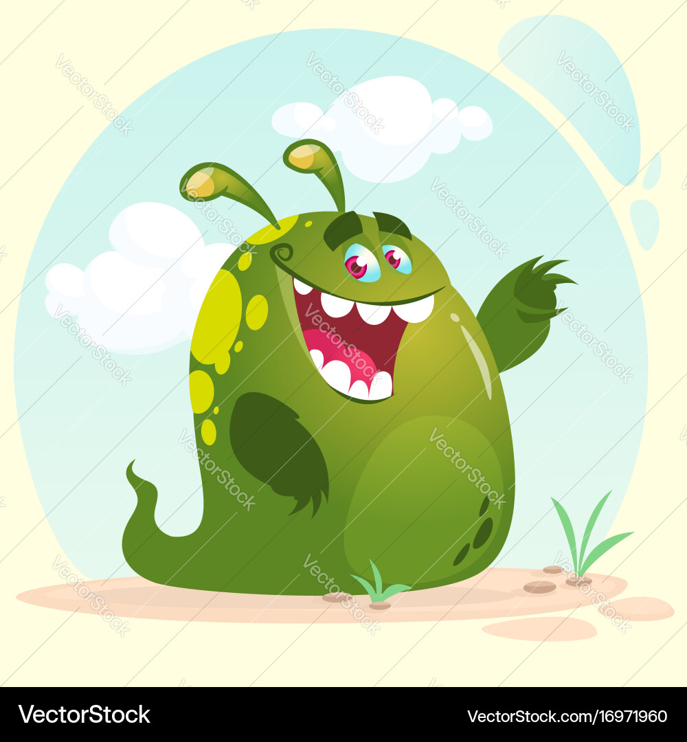 Cartoon happy monster alien Royalty Free Vector Image