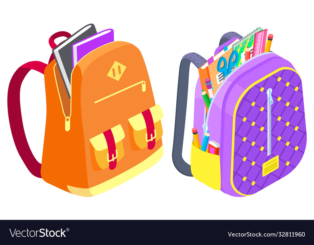 Colored school backpack back to school Royalty Free Vector