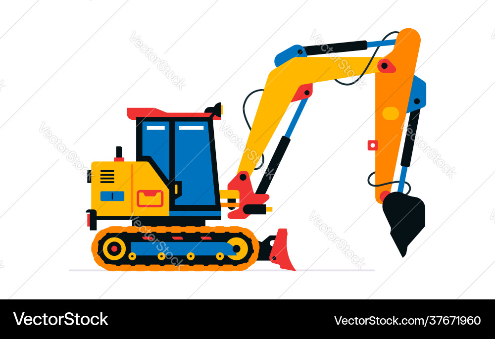 Construction machinery excavator commercial Vector Image