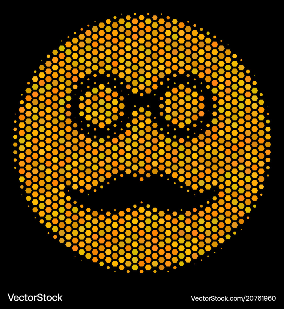 Hexagon halftone pension smiley icon Royalty Free Vector