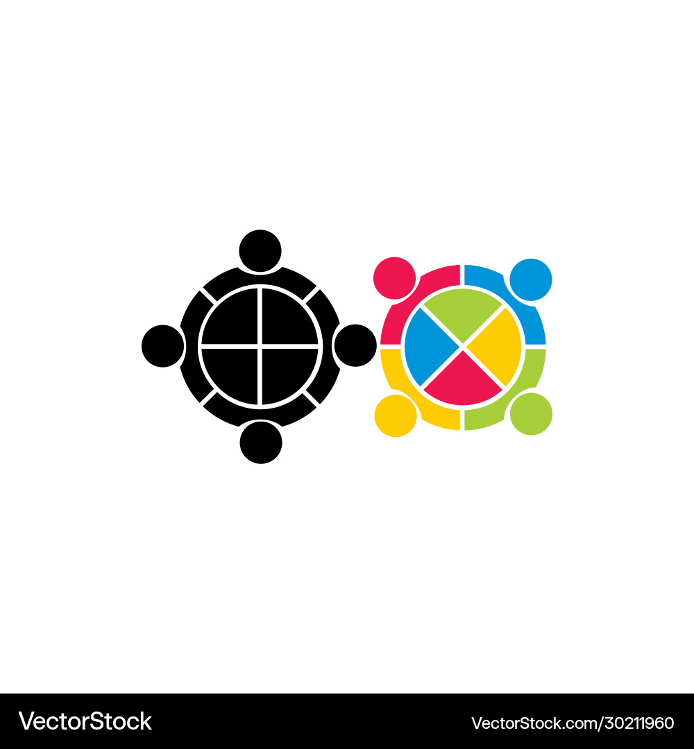 Human meeting abstract geometric logo Royalty Free Vector