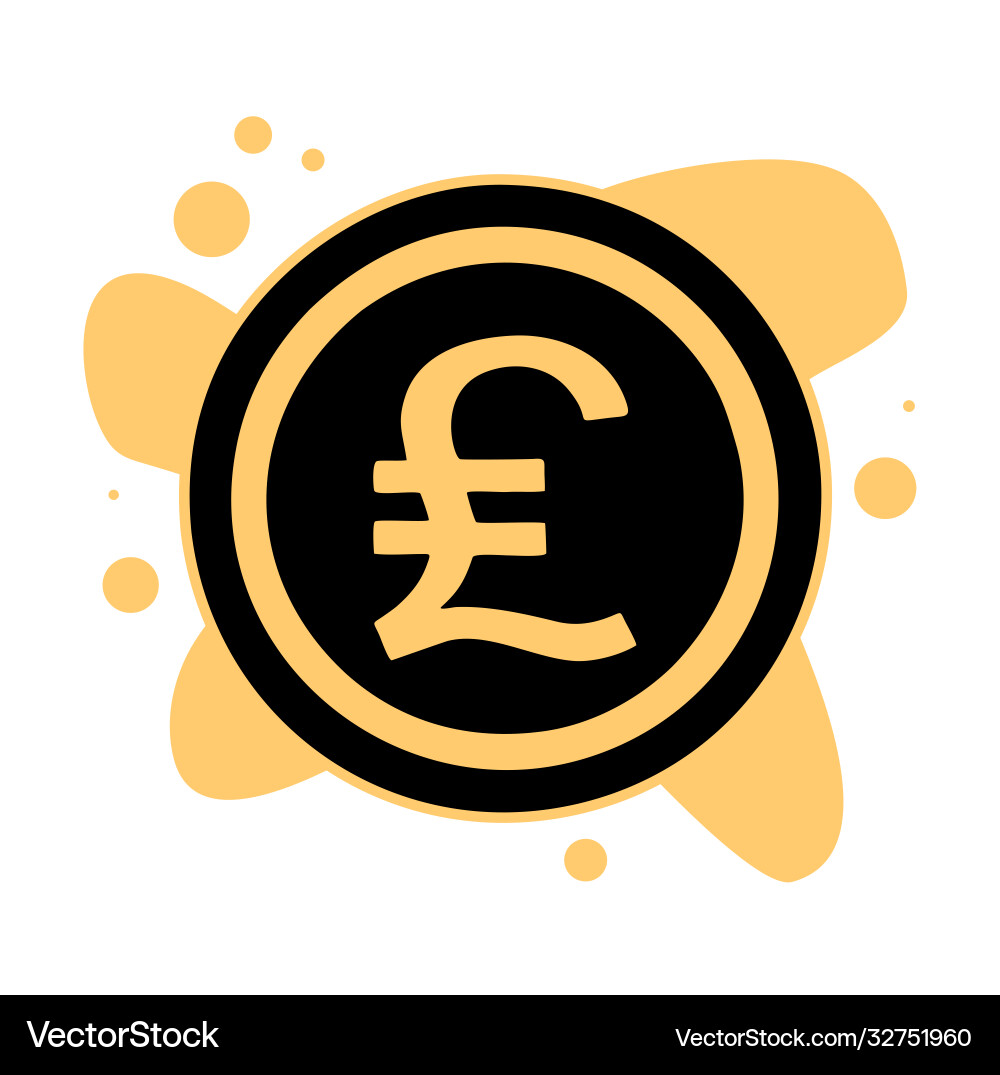 Image pound sterling symbol in circle on black Vector Image