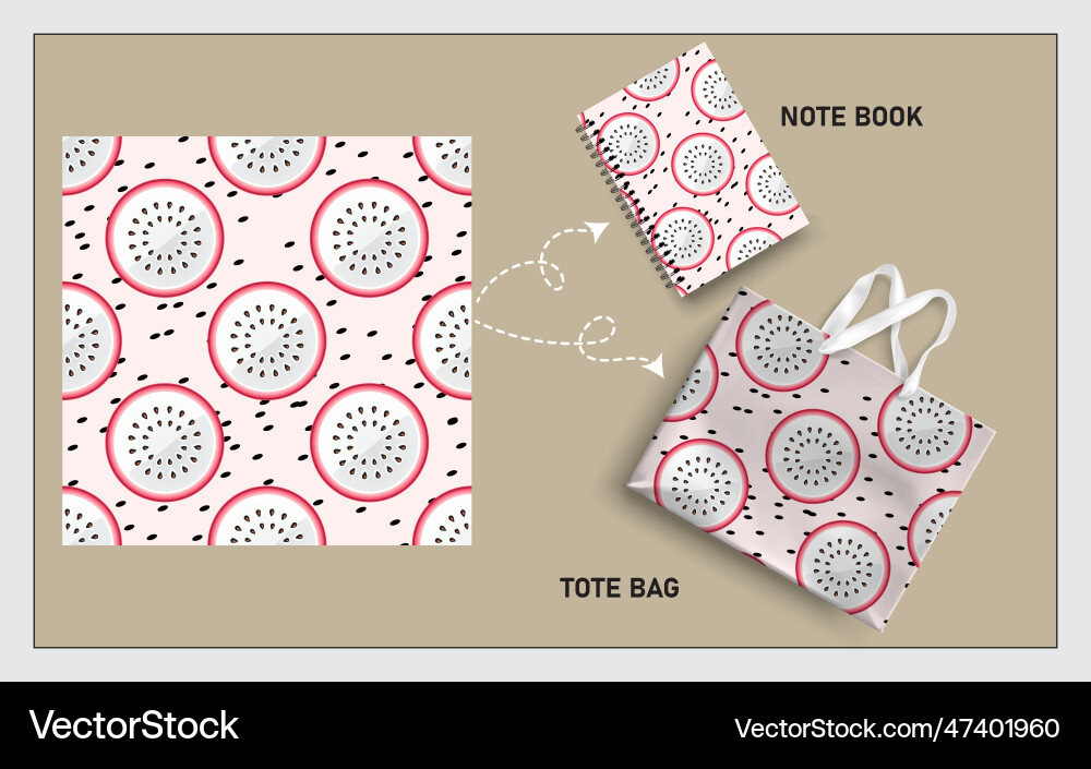 Mockup tote bag and note book with slice Vector Image
