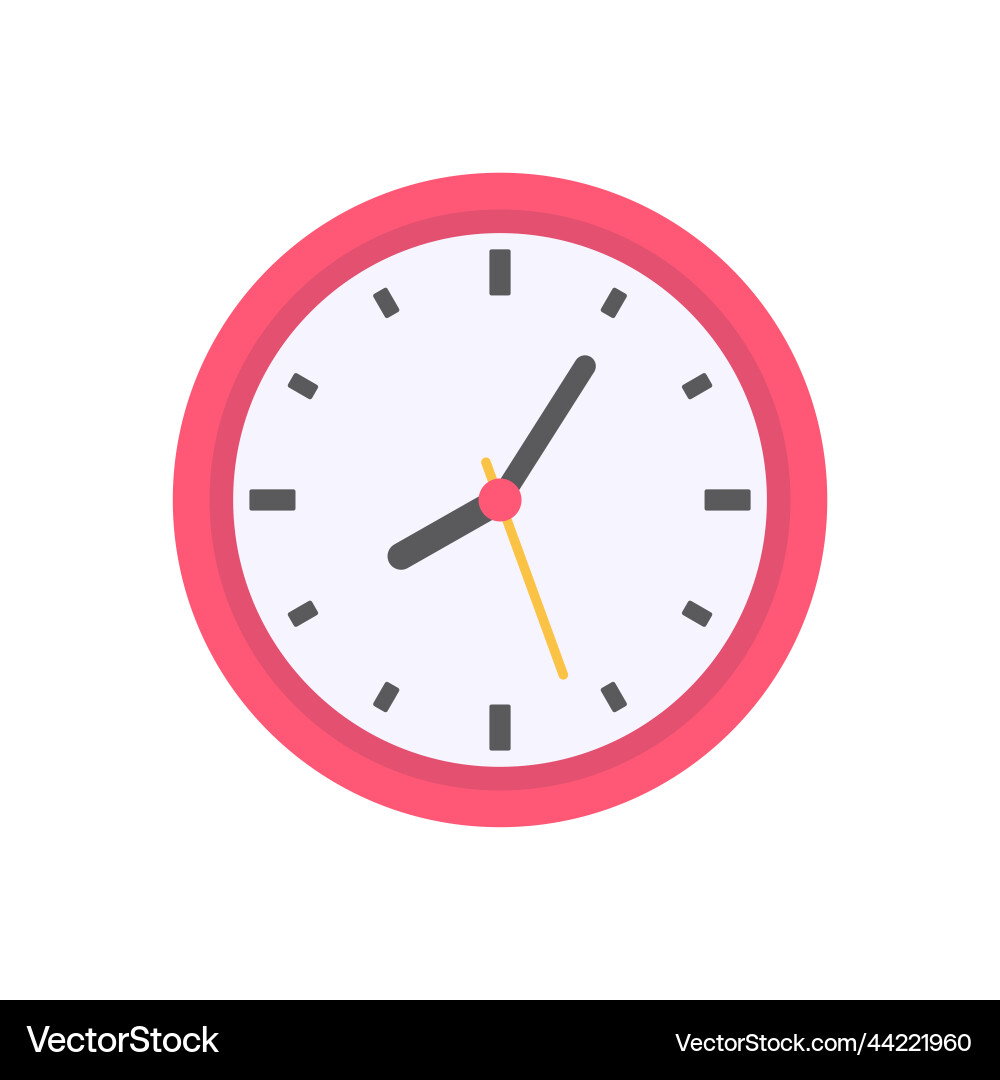 Round clock face shows the scheduled time Vector Image