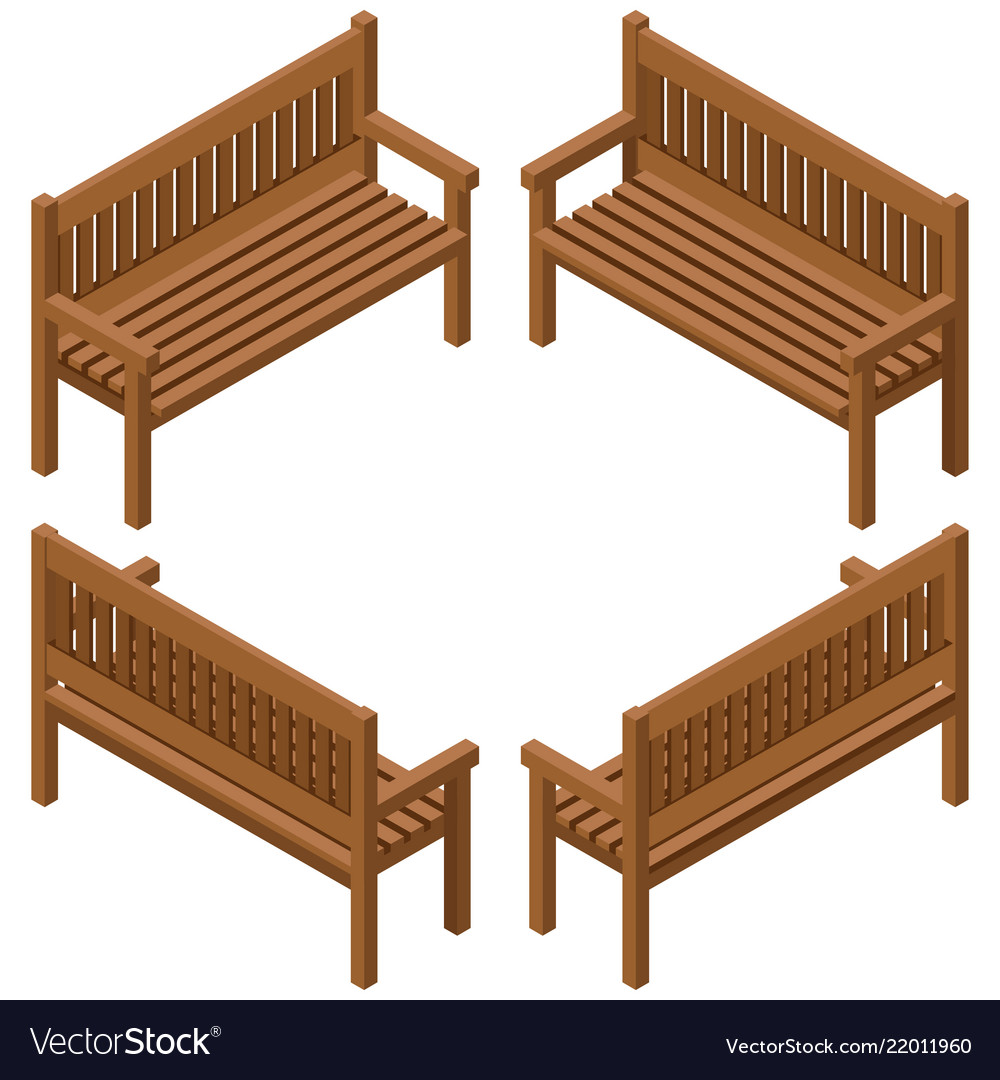 Set wooden benchesisolated to construct garden Vector Image