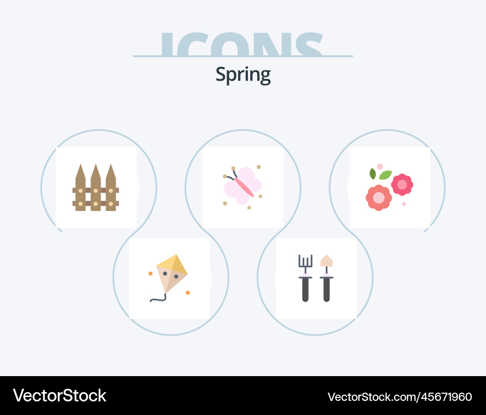 Spring flat icon pack 5 icon design easter beauty Vector Image