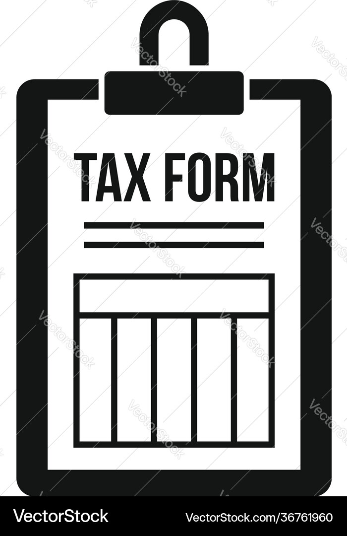 Tax form clipboard icon simple style Royalty Free Vector