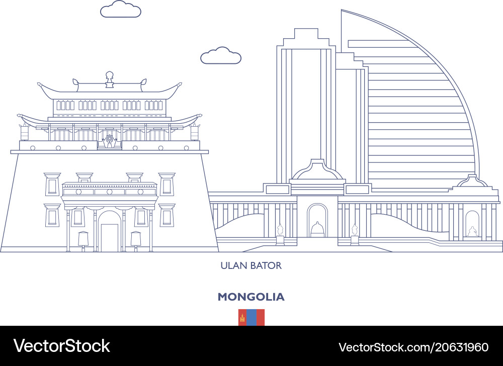 Ulan bator city skyline Royalty Free Vector Image