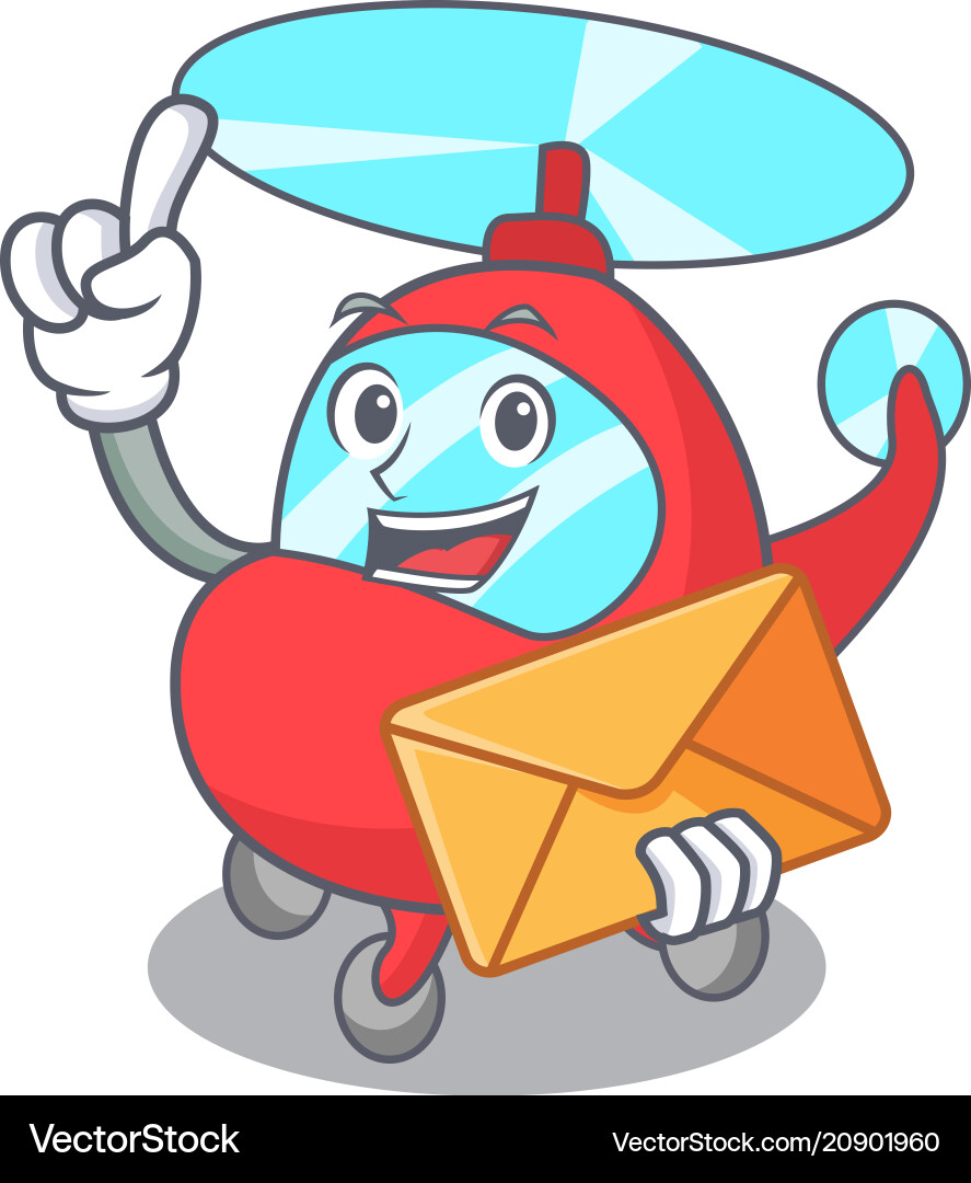 With envelope helicopter character cartoon style Vector Image