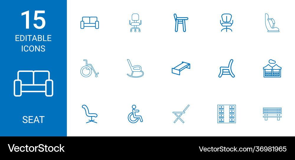 15 seat icons Royalty Free Vector Image - VectorStock