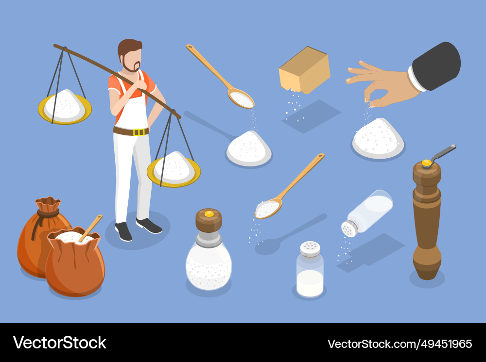 3d isometric flat of salt Royalty Free Vector Image