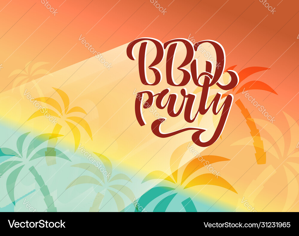 Bbq party hand lettering logo design Royalty Free Vector