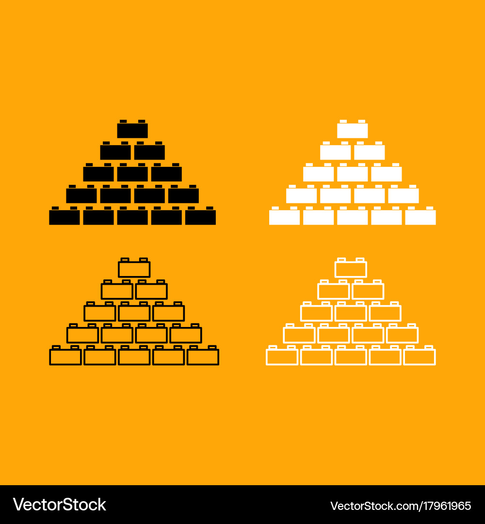 Building block black and white set icon Royalty Free Vector