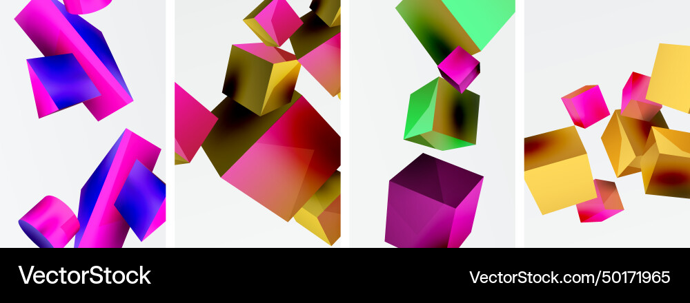 Composition of 3d cubes and other geometric Vector Image