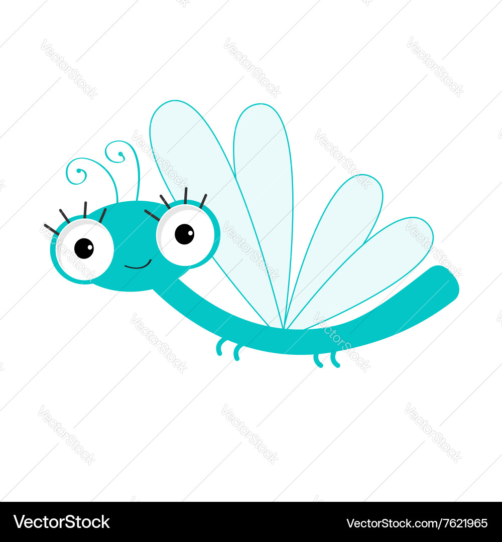 Cute cartoon dragonfly character insect isolated Vector Image