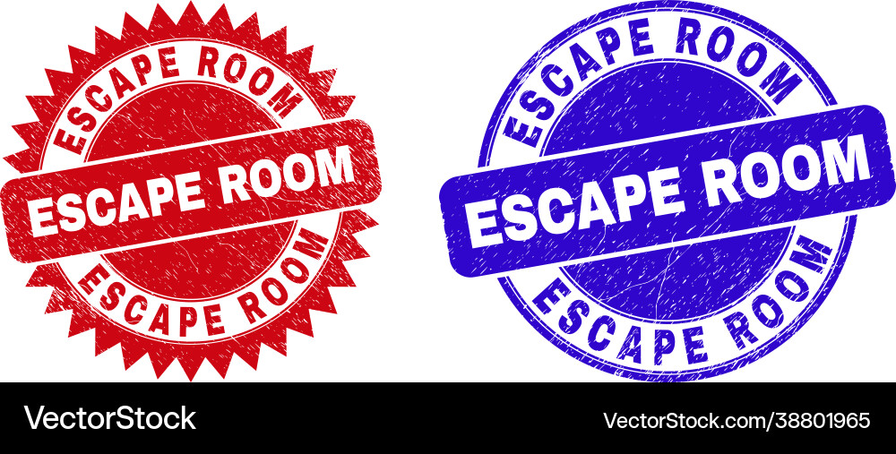 Escape room rounded and rosette stamps with Vector Image