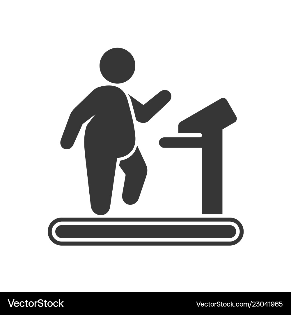 Fat man on treadmill icon on white background Vector Image