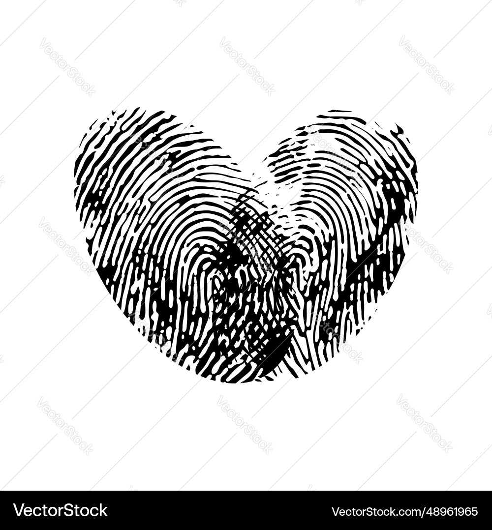Fingerprint heart valentine holiday ink pattern Vector Image
